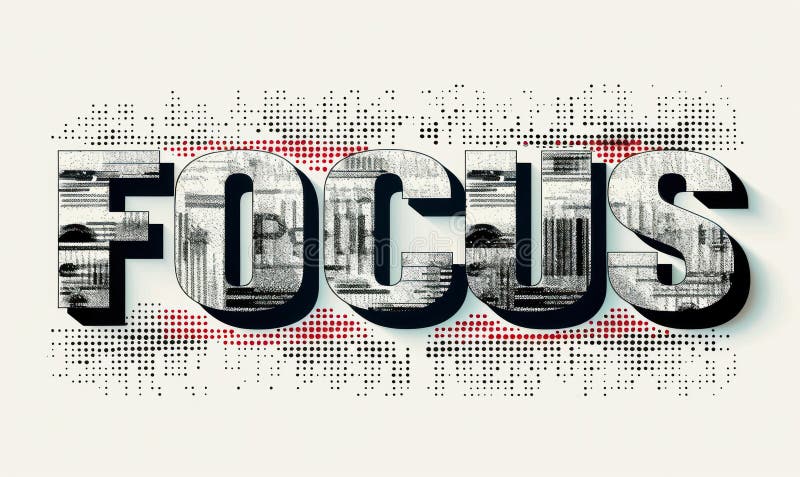 Bold FOCUS Text with a Dynamic Halftone Dot Pattern Effect, Creating a ...