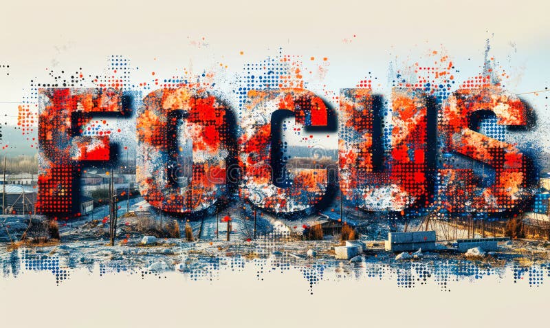 Bold FOCUS Text with a Dynamic Halftone Dot Pattern Effect, Creating a ...