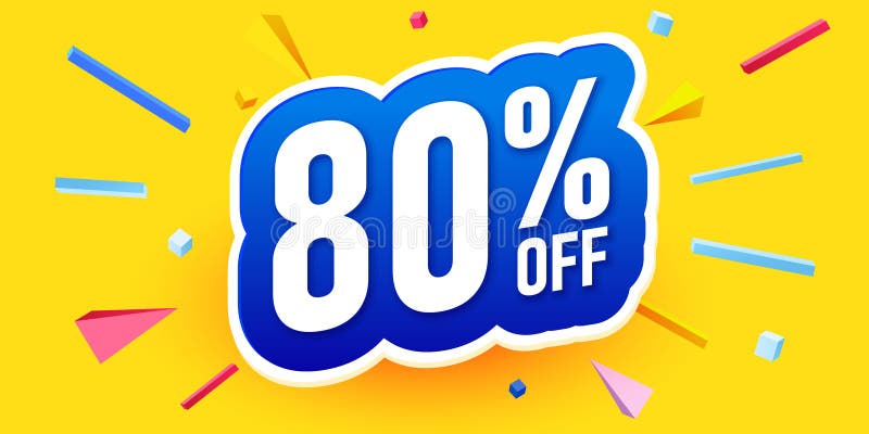 Bold Font Label with Text 80 Percent Off. Mega Sale Stock Vector ...