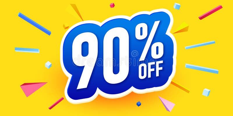 Bold Font Label with Text 90 Percent Off. Mega Sale Stock Vector ...