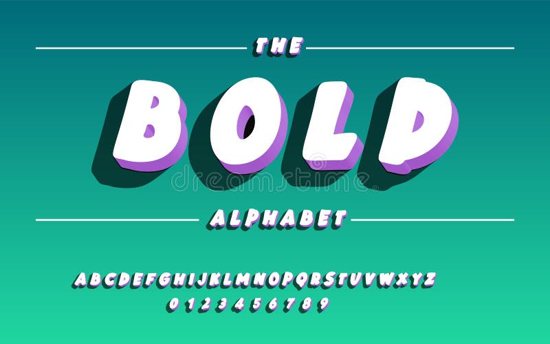 Bold Font, Latin Alphabet with Shadow. Stock Vector - Illustration of ...