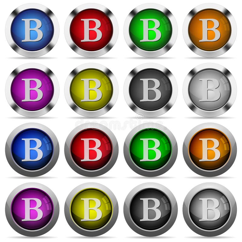 Bold Font Type Glossy Button Set Stock Illustration - Illustration of ...