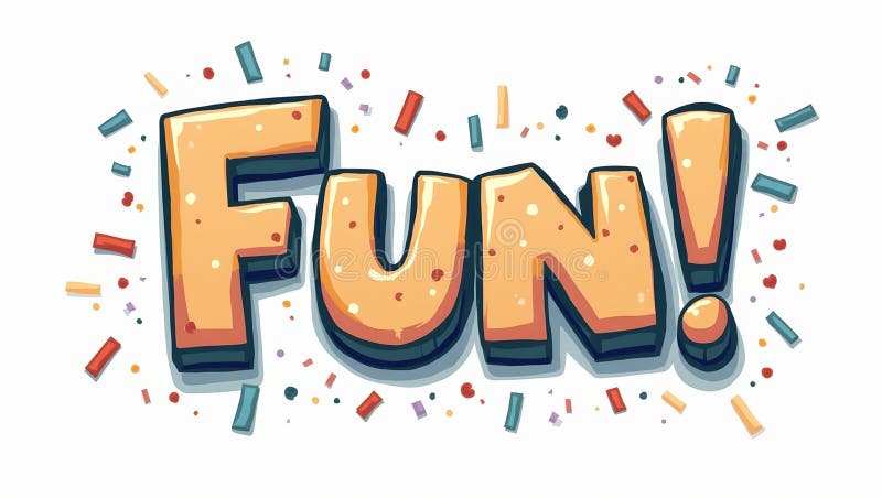 Bold Fun Text in Cartoon Style with Confetti Doodles Stock Illustration ...