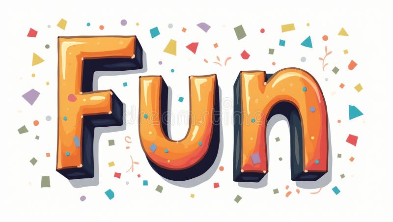 Bold Fun Text in Cartoon Style with Confetti Doodles Stock Illustration ...