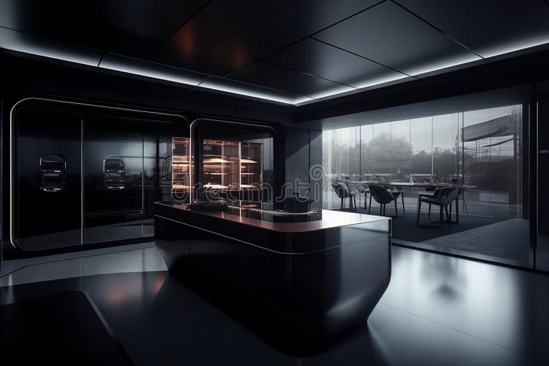 Bold Futuristic Kitchen with LED Lighting and Visionary Design Stock ...