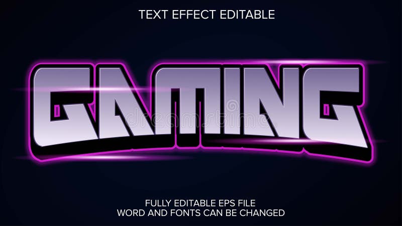 3d Text Effect Gaming Vector Editable Stock Vector - Illustration of ...