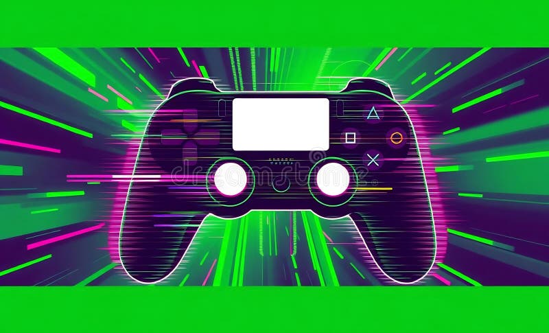 Bold Gaming Thumbnail Template with Glitch Art Style Stock Illustration ...