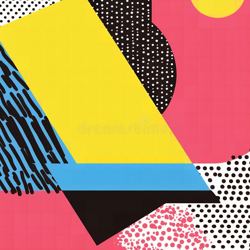 Bold Geometric Abstract Background Design Yellow Pink Black White Blue ...