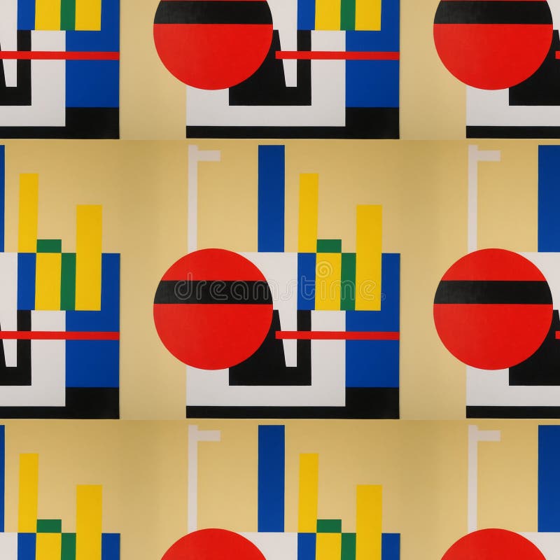 Bold Geometric Abstraction Featuring Vibrant Colors and Playful Shapes ...
