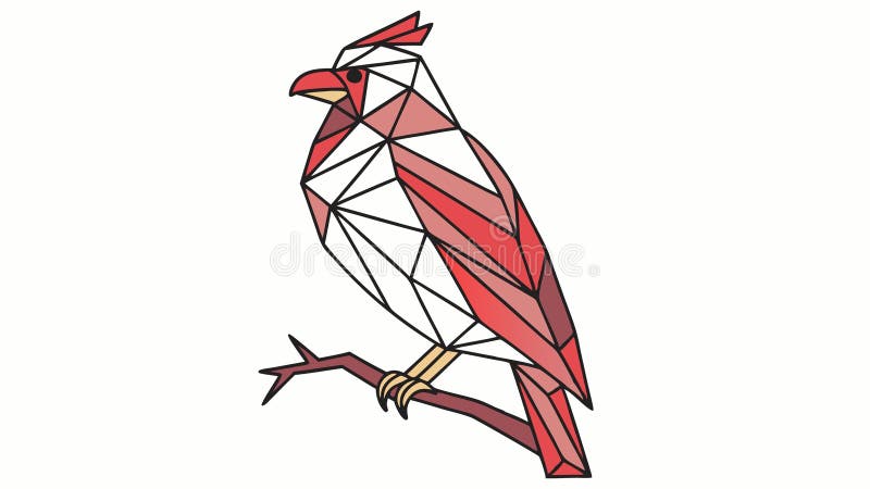 Bold Geometric Cardinal Bird on Branch with Angular Style, Vector ...