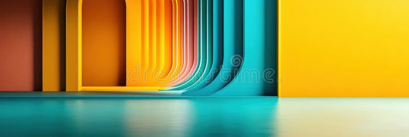 Bold Geometric Composition Featuring Vibrant 3D Forms with Dramatic ...