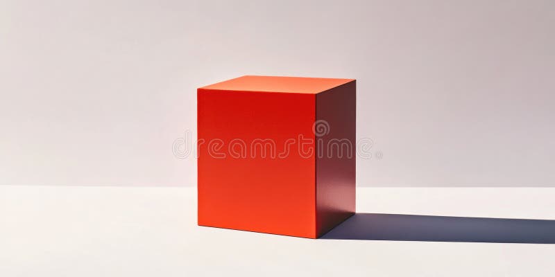 Bold Geometric Composition Featuring a Vibrant Red Square with Shadow ...