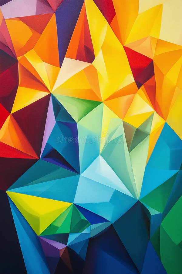 A Bold Geometric Design with Overlapping Polygons in Vibrant Hues ...