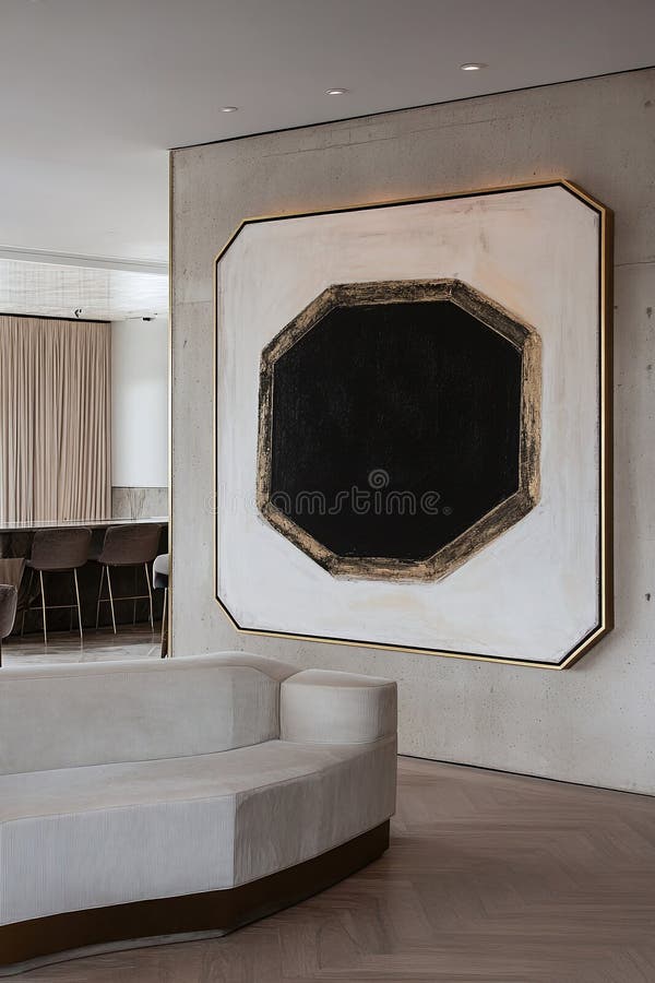 A Bold Geometric Hexagonal Frame in Metallic Tones Hanging in a Modern ...