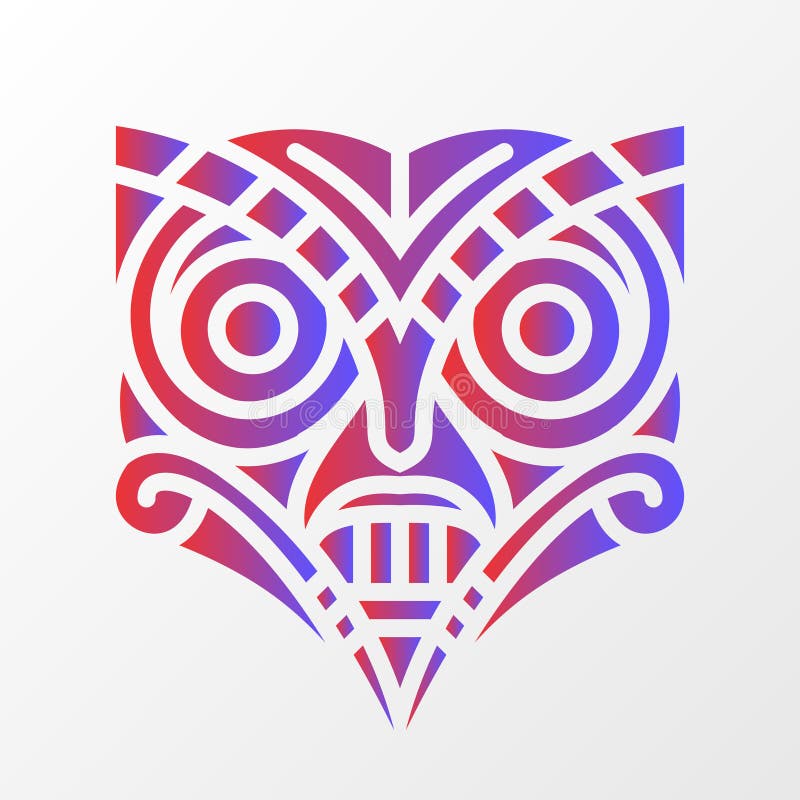 A Bold Geometric Illustration of an Owl-inspired Mask with Intricate ...