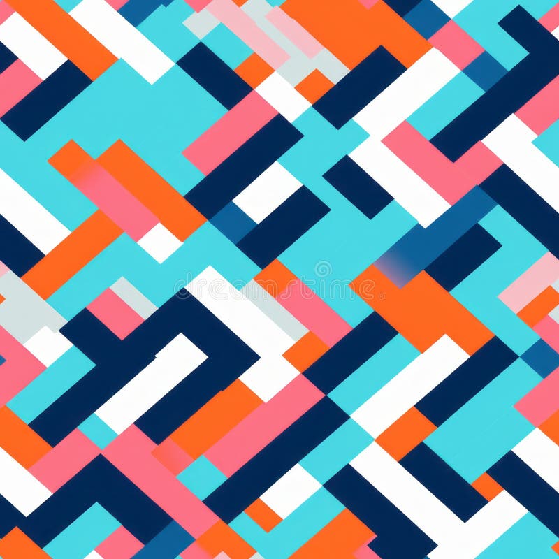 Bold Geometric Minimalism Colorful Striped Pattern in Blue and Orange ...