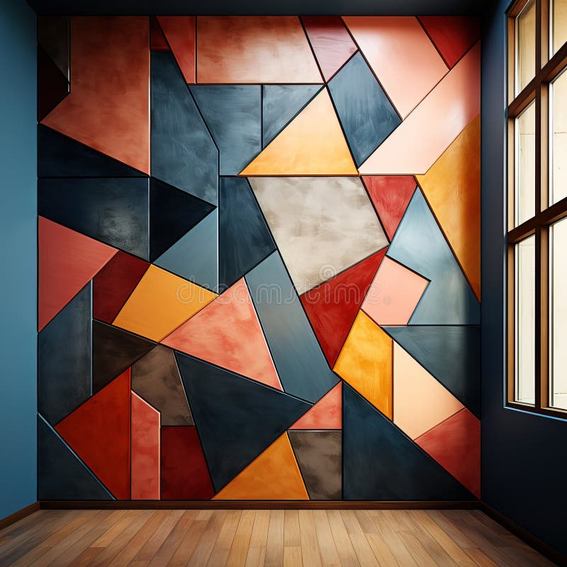 Interior Geometric Wall Mural. AI Generation Stock Photo - Image of ...