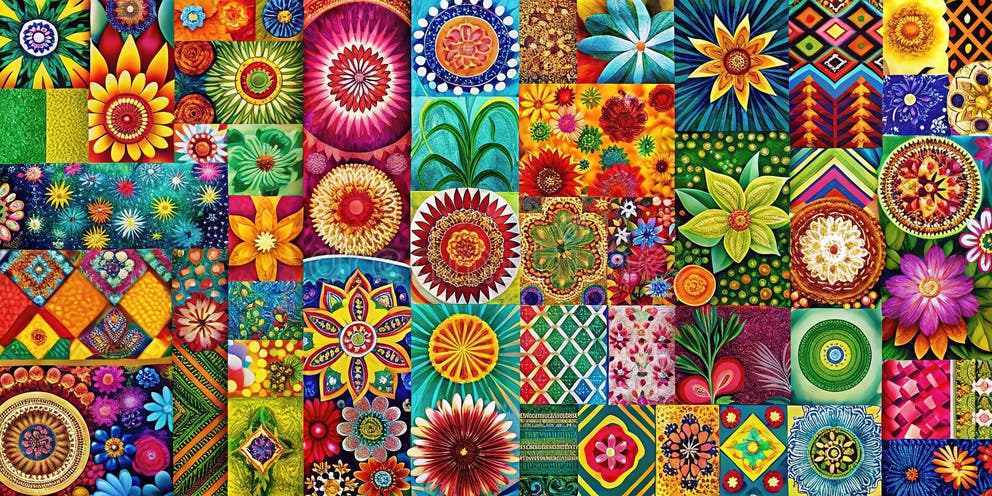 Bold Geometric Pattern Collage a Vibrant Abstract Background for Modern ...