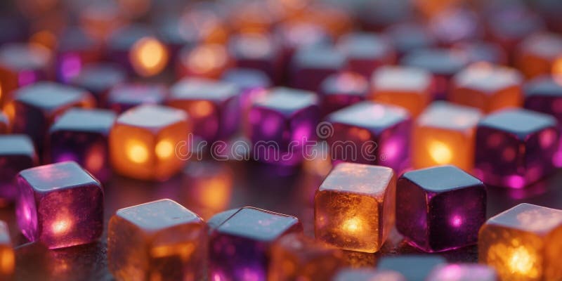 A Bold, Geometric Pattern of Glowing Cubes in Purple, Pink, and Orange ...
