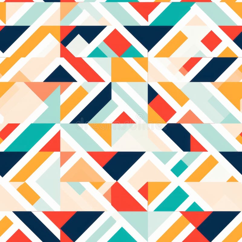 Bold Geometric Pattern with Green and Orange Triangles Stock ...