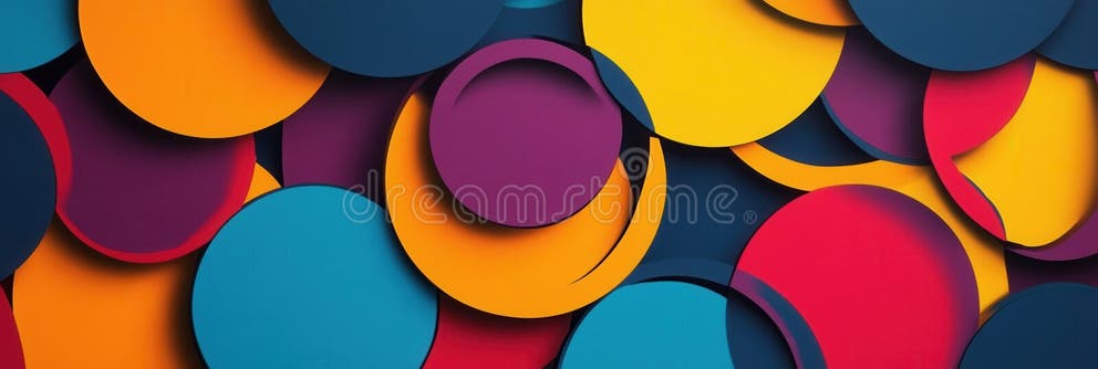 Bold Geometric Pattern with Interlocking Circles in Vibrant Primary ...