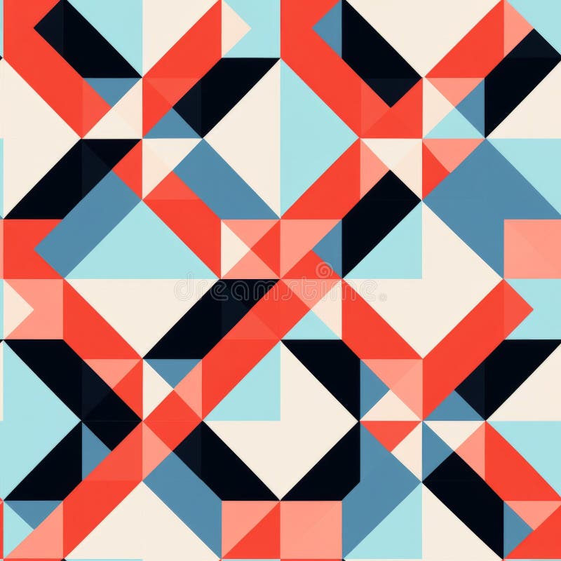 Bold Geometric Pattern in Red, Blue, and Black Stock Illustration ...