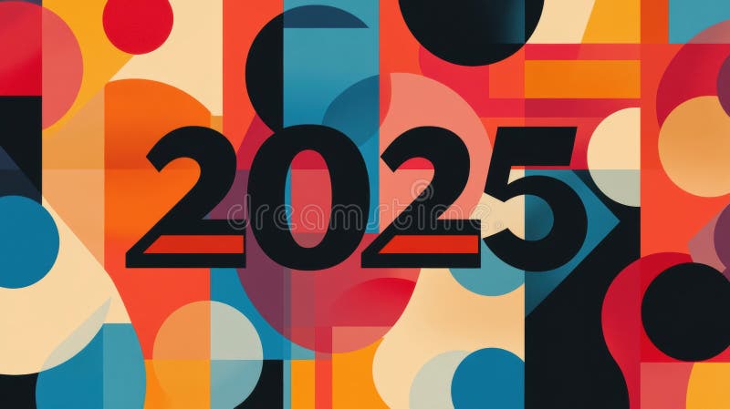 Bold Geometric Patterns Incorporating the Year 2025 Stock Illustration ...