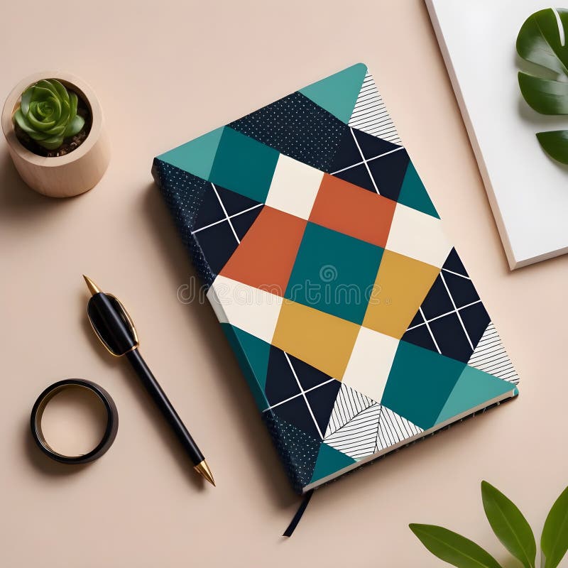 Bold Geometric Patterns Journal Mockup Stock Illustration ...