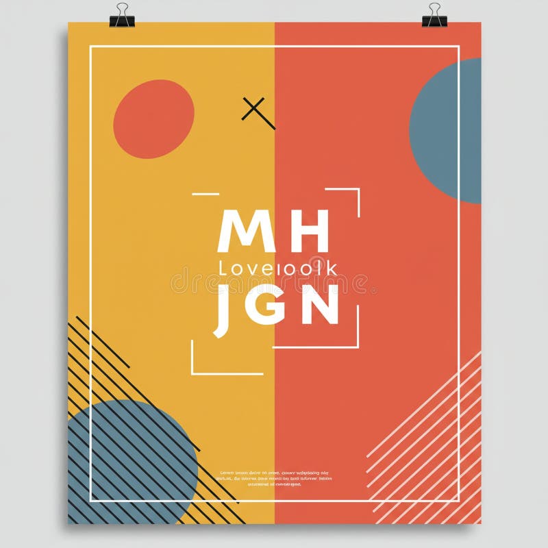 Bold, Geometric Poster Featuring Abstract Shapes in Red, Yellow, and ...