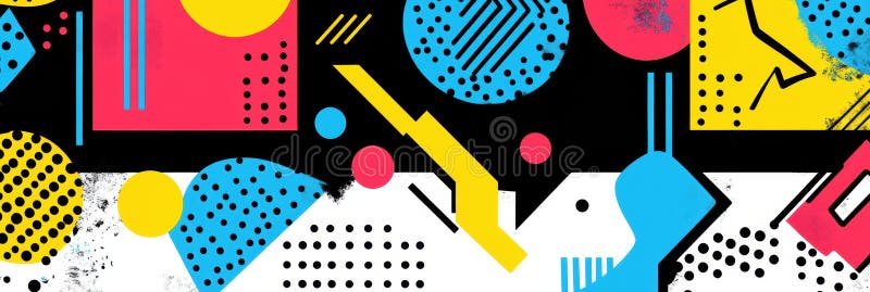 Bold Geometric Shapes Create a Dynamic Memphis-style Background with ...