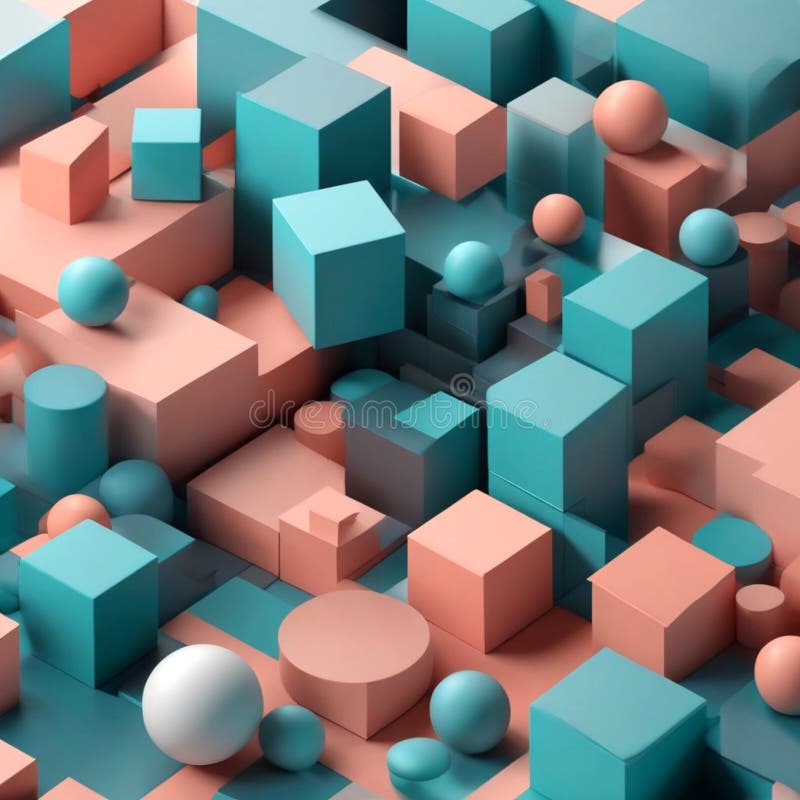 Bold Geometric Shapes Floating Against a Clean Background Stock ...