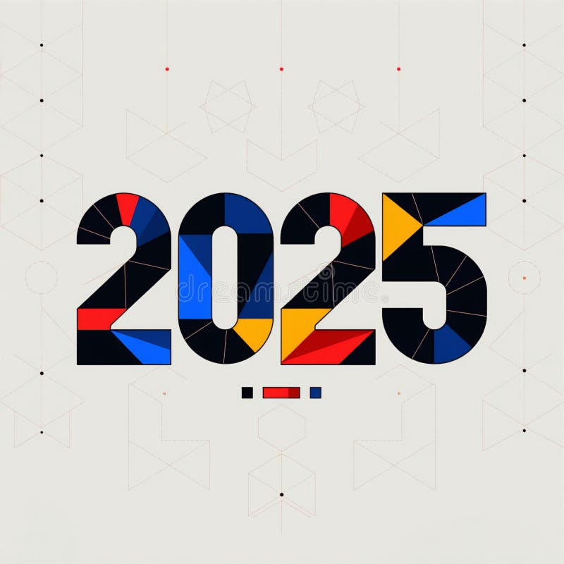 Bold Geometric Shapes Forming 2025 Numbers for Newyear Stock ...