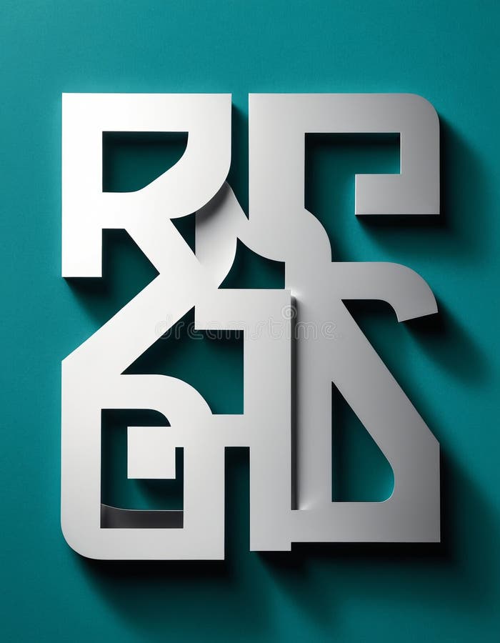 Bold Geometric Typography Design on Teal Background Stock Photo - Image ...