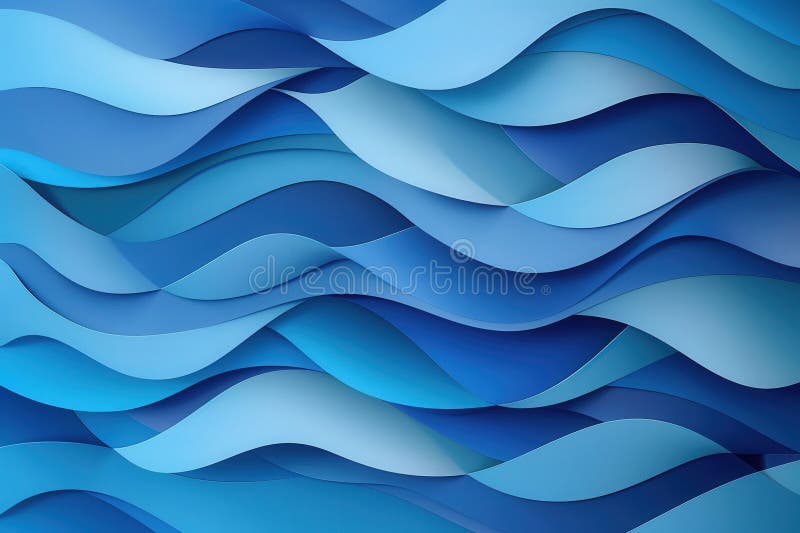Modern Coastal Themed Design with Bold Geometric Waves in Vibrant Blue ...