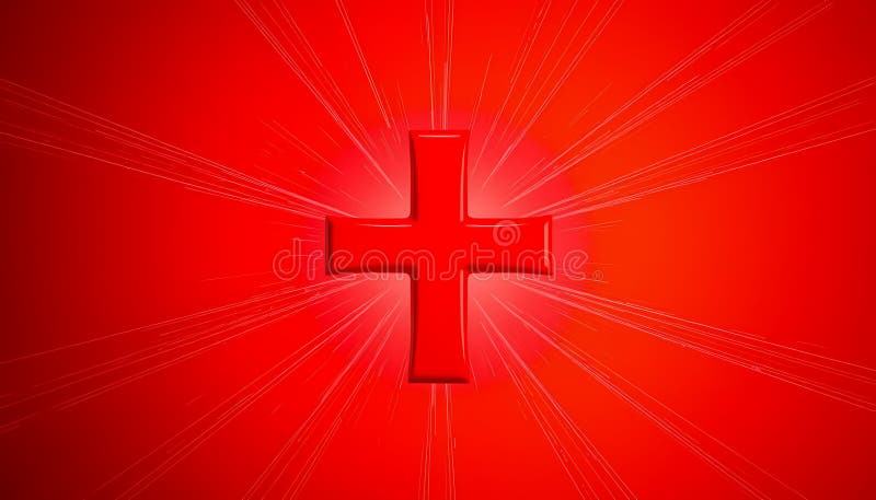 Radiant Red Cross Mark on Fiery Gradient Background Stock Illustration ...
