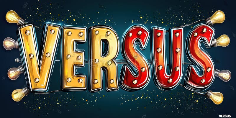 Bold Glowing Letters Spelling VERSUS in Yellow and Red with Lights ...