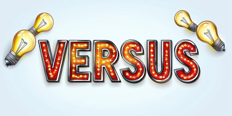 Bold Glowing Word VERSUS with Light Bulbs on Soft Background ...