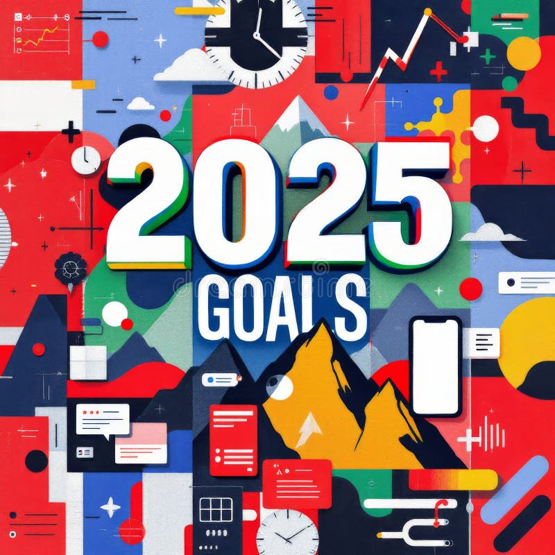 Bold 2025 Goals with Dynamic Infographic Background, AI-Generated Stock ...