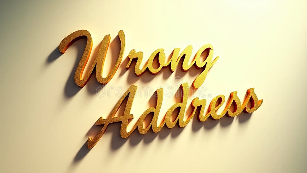 A Bold, Gold Typographic Representation of the Phrase Wrong Address is ...