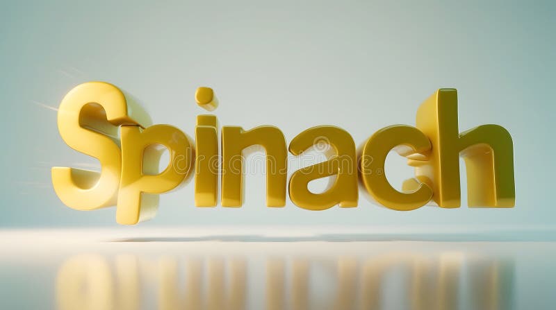 Bold Golden Lettering of Spinach Displayed on a Reflective Surface in a ...
