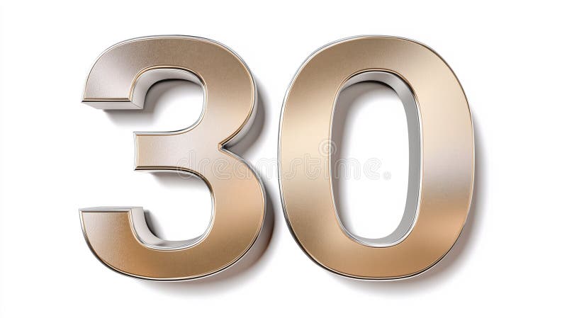 Bold Golden Number 30 on the White Background Stock Image - Image of ...