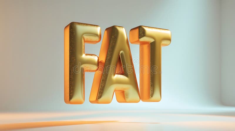 Bold Golden Text Spelling Out FAT in a Simple Indoor Setting with ...