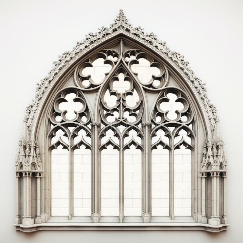 Bold and Graceful 3d Gothic Window on White Background Stock ...