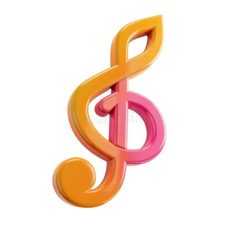 Vibrant 3D Render of a Musical Treble Clef Symbol in Orange and Pink ...