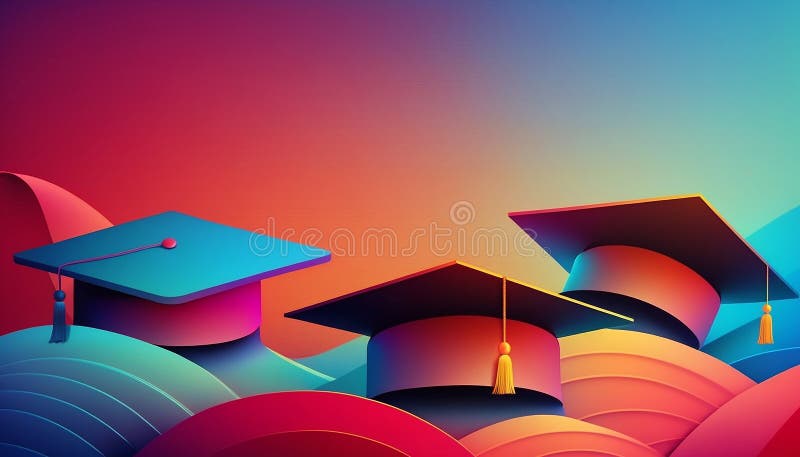 Bold Gradient Graduation Background with Caps Stock Illustration - Illustration of geometric ...