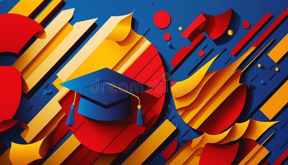 Bold Gradient Graduation Background with Caps. Stock Illustration ...
