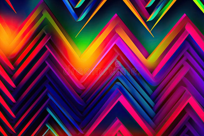 Bold Gradient of Vibrant Neon Colors in a Zigzag Pattern Stock Illustration - Illustration of ...