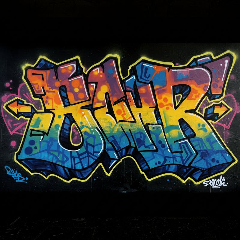 Bold Graffiti Artwork Covers a Wall, Featuring Stylized Letters with ...