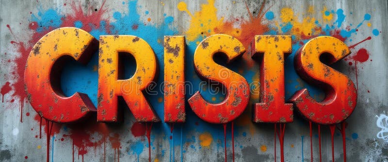 Bold Graffiti Spelling CRISIS in Vibrant Colors Stock Image - Image of ...