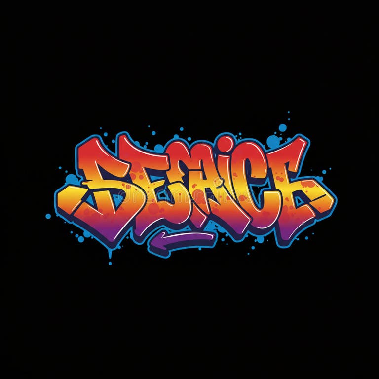 Bold Graffiti-style Text on a Black Background Features Vibrant ...